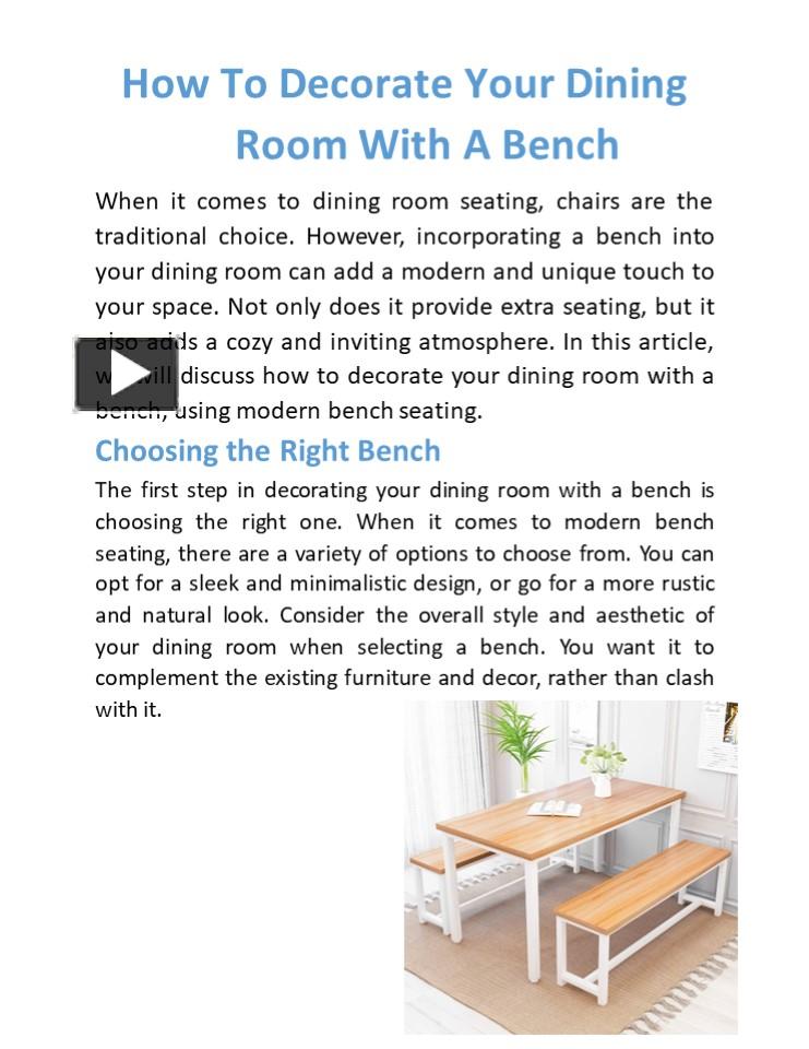 PPT – How To Decorate Your Dining Room With A Bench PowerPoint ...