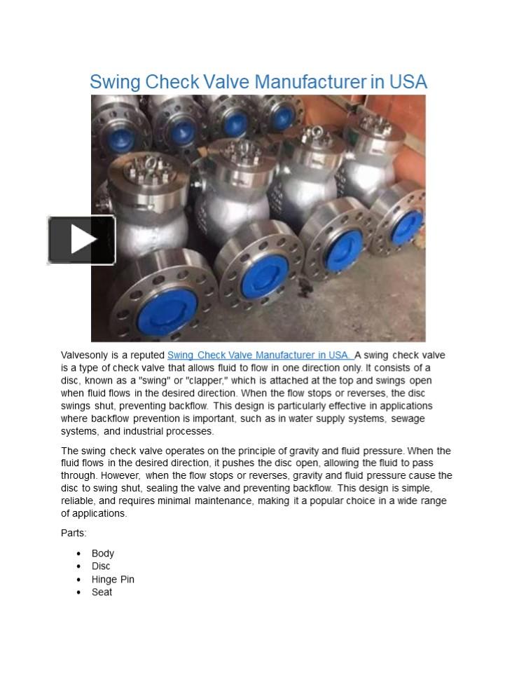 PPT – Swing Check Valve Manufacturer in USA PowerPoint presentation ...