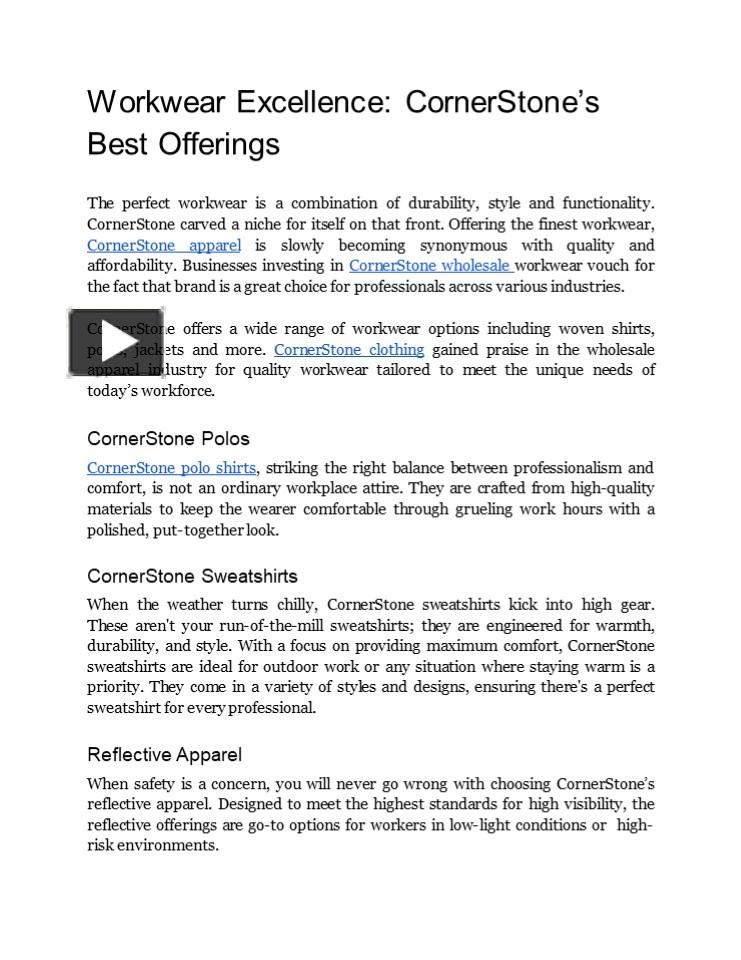 PPT – Workwear Excellence: CornerStone’s Best Offerings PowerPoint ...