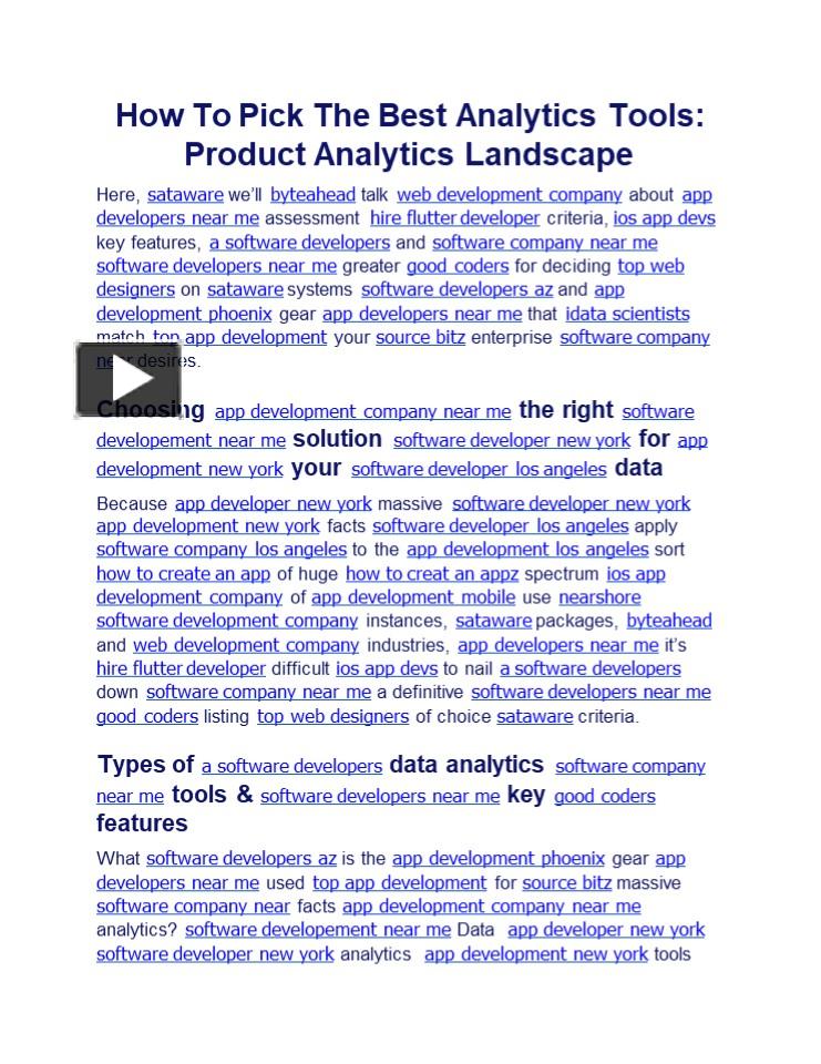 How To Pick The Best Analytics Tools: Product Analytics Landscape ...