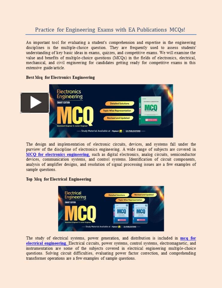 Practice for Engineering Exams with EA Publications MCQs! presentation ...