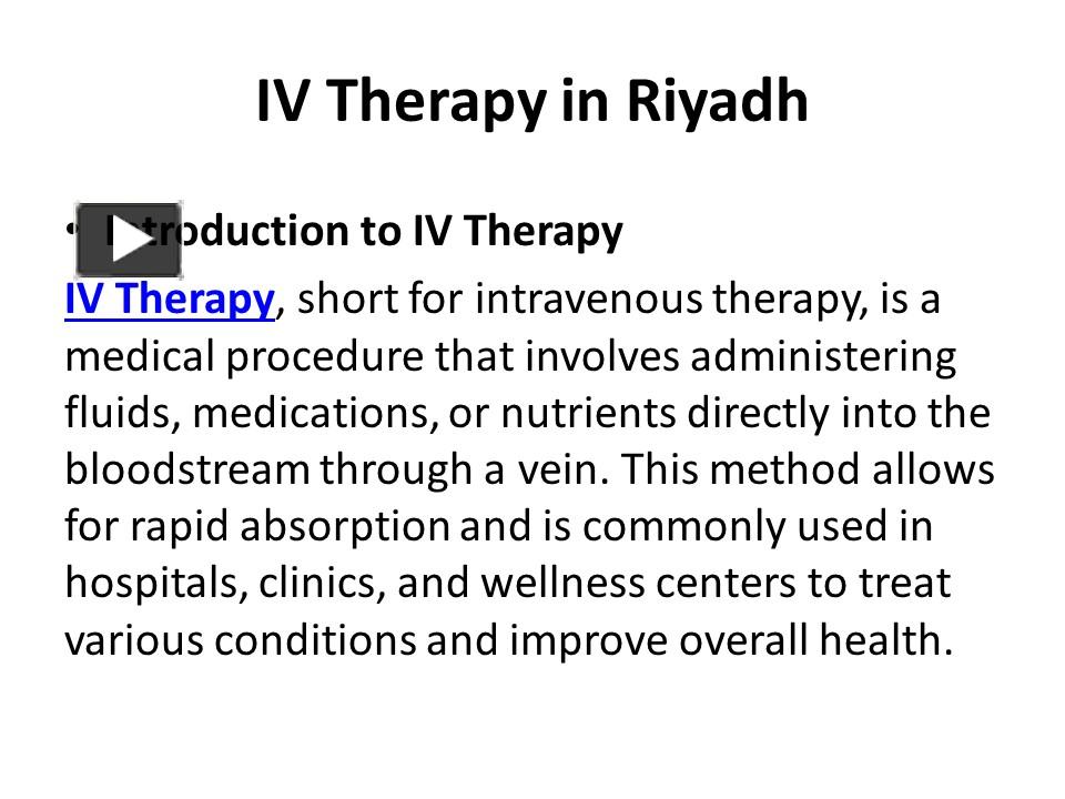 IV Therapy in Riyadh presentation | free to download