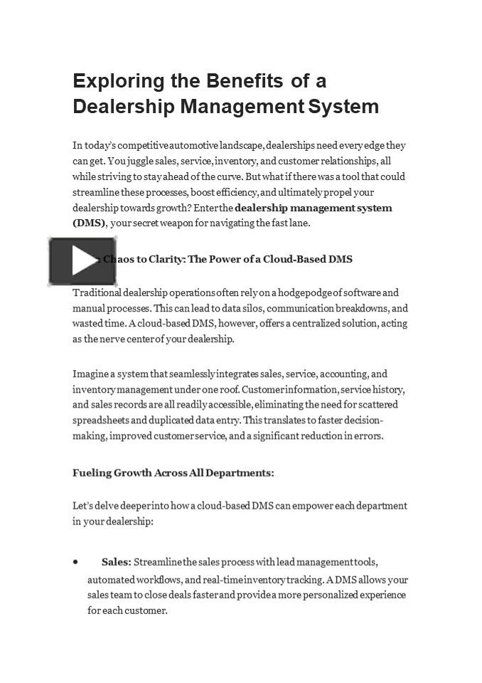 PPT – Exploring the Benefits of a Dealership Management System ...