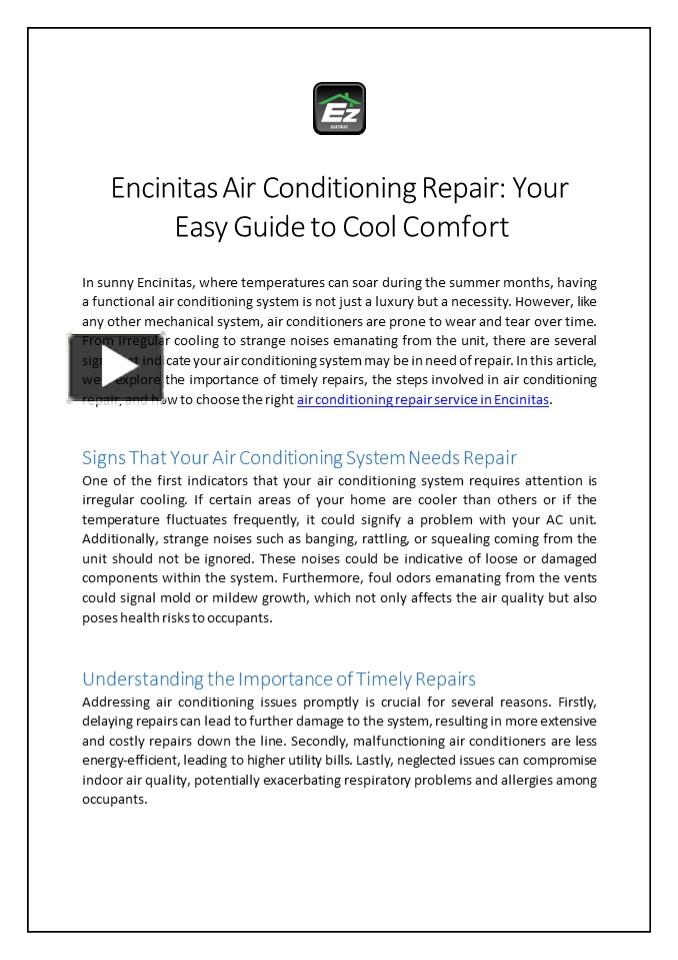 PPT – Stay Cool with EZ: Expert Air Conditioning Repair in Encinitas ...