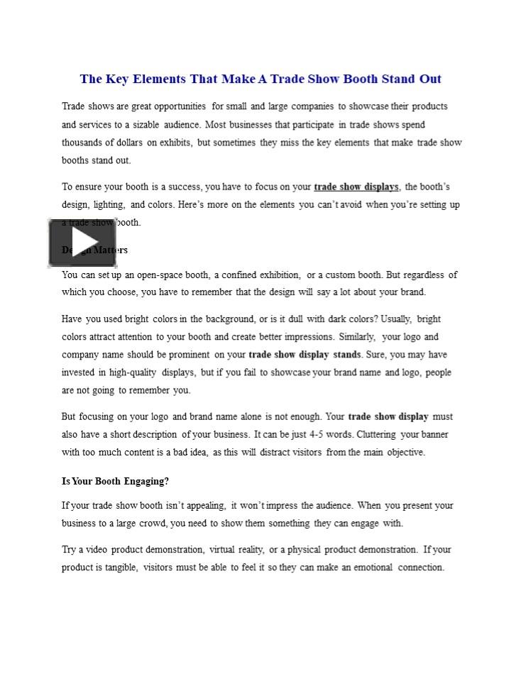 PPT – The Key Elements That Make A Trade Show Booth Stand Out ...