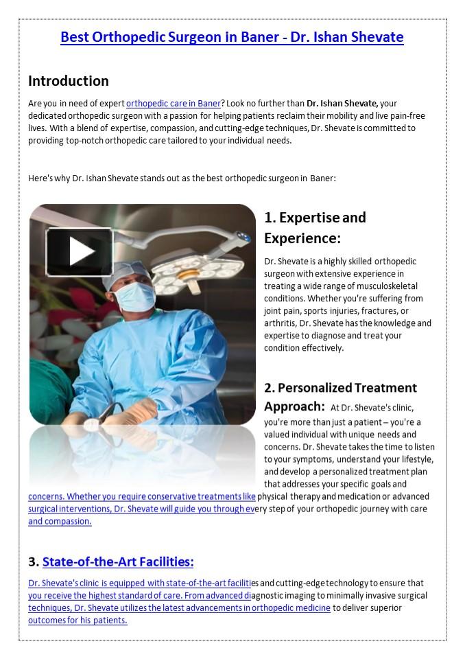 Best Orthopedic Surgeon in Baner - Dr. Ishan Shevate presentation ...