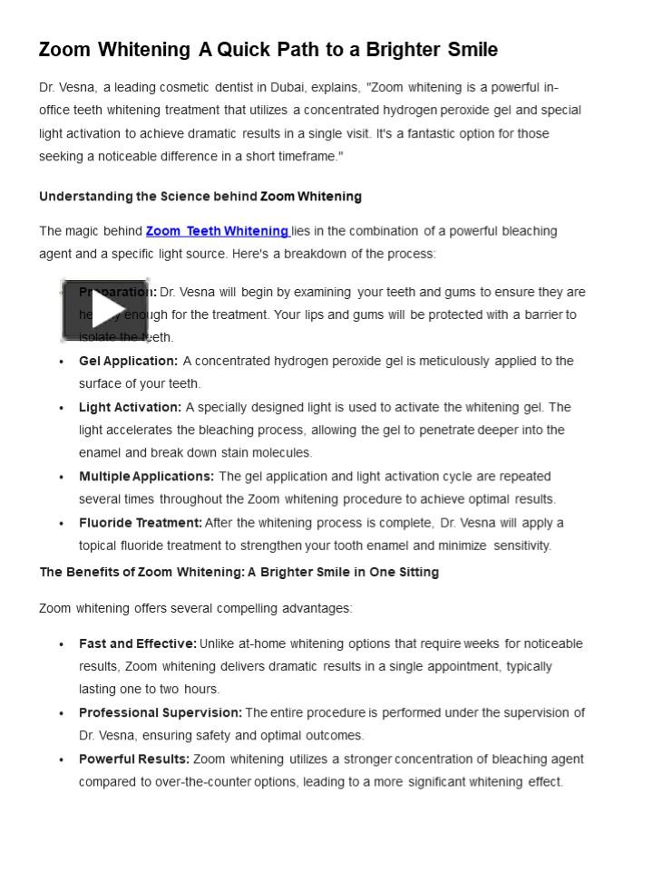 Zoom Whitening A Quick Path to a Brighter Smile presentation | free to ...