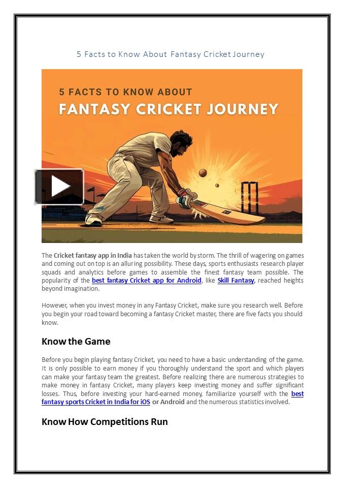 PPT – 5 Facts to Know About Fantasy Cricket Journey PowerPoint ...