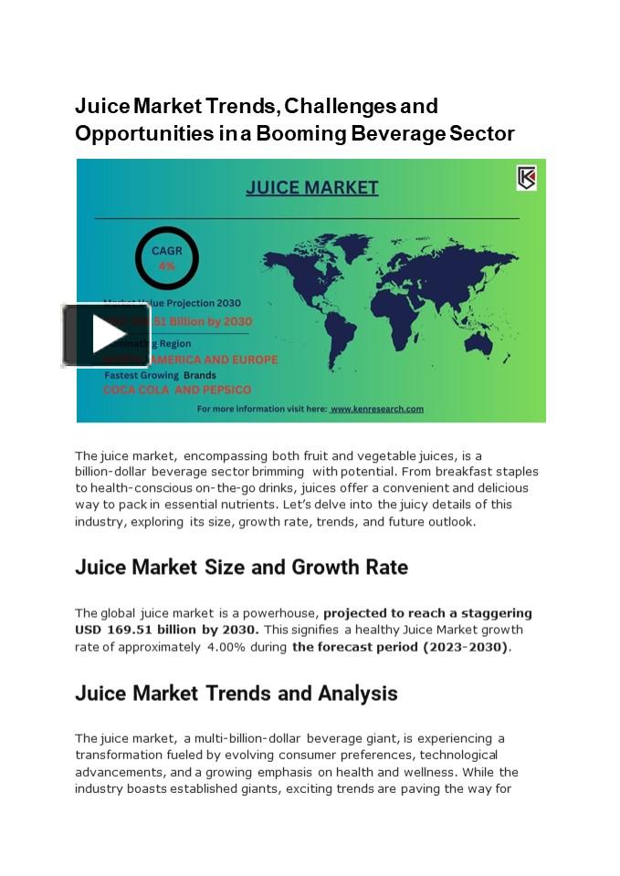 Juice Market Trends, Challenges and Opportunities in a Booming Beverage ...