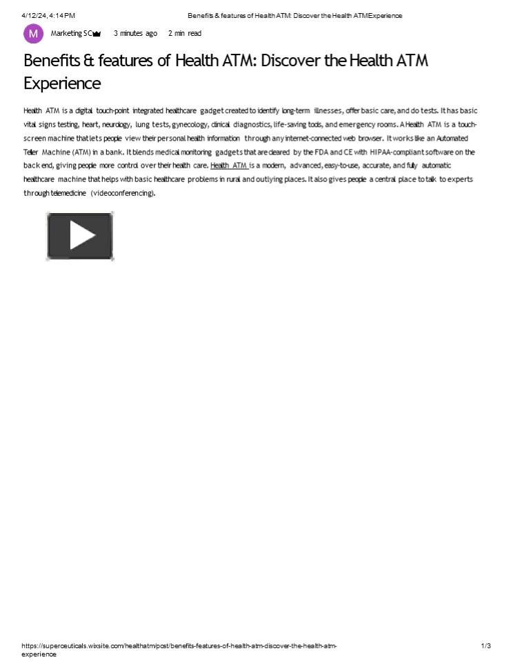 Benefits & features of Health ATM: Discover the Health ATM Experience ...