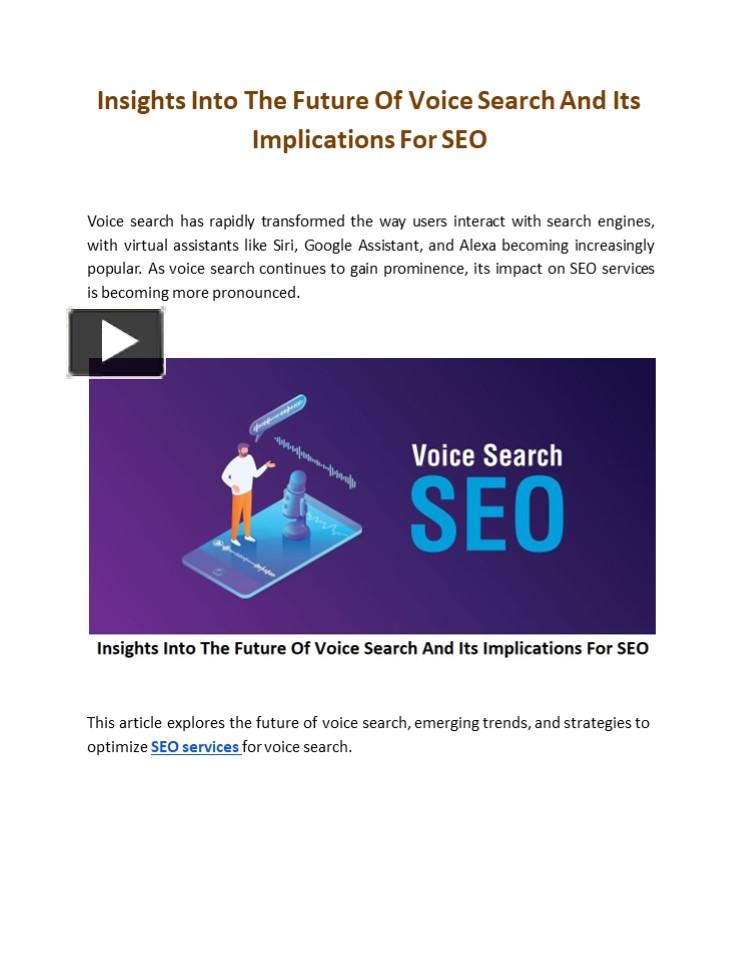 PPT – Insights Into The Future Of Voice Search And Its Implications For ...