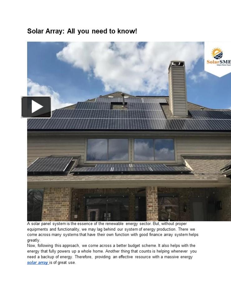 Solar Array: All you need to know! presentation | free to download