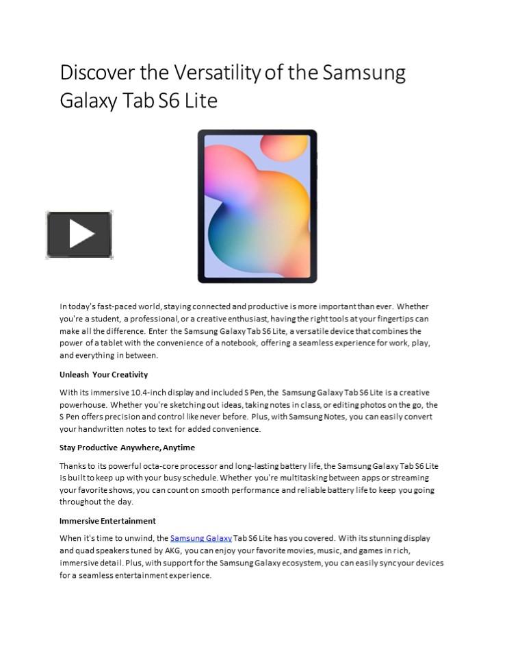 Discover the Versatility of the Samsung Galaxy Tab S6 Lite presentation ...