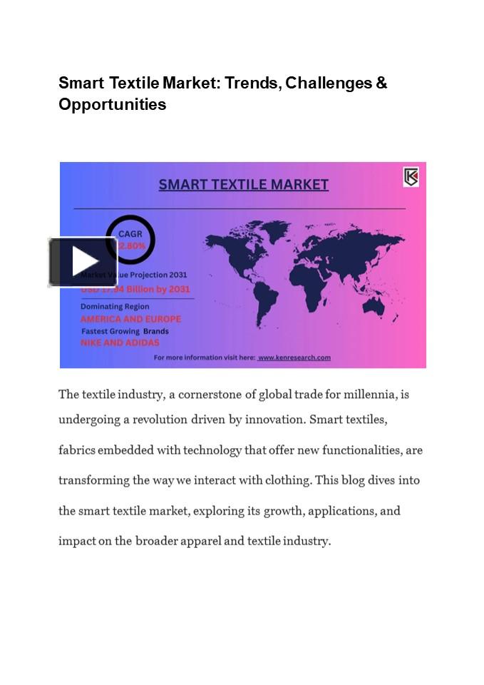 Smart Textile Market: Trends, Challenges & Opportunities presentation ...