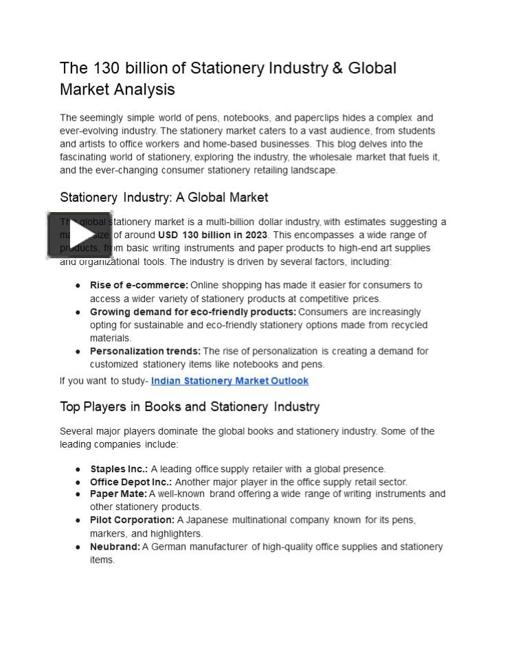 PPT – The 130 billion of Stationery Industry & Global Market Analysis ...