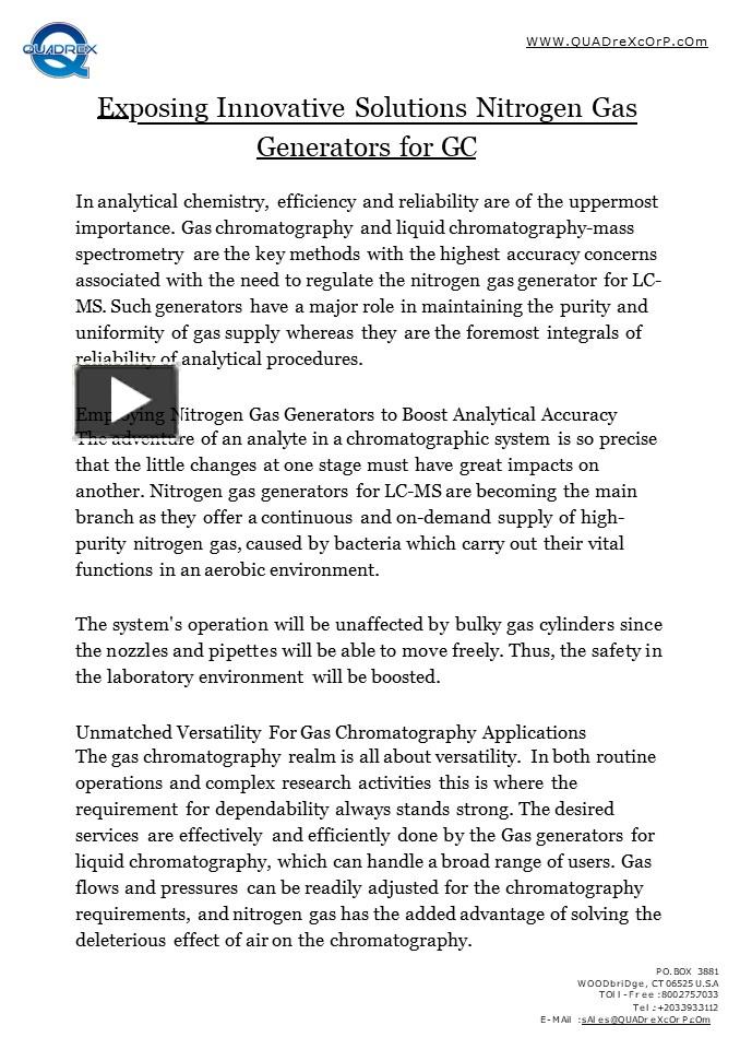 PPT – Exposing Innovative Solutions Nitrogen Gas Generators for GC ...