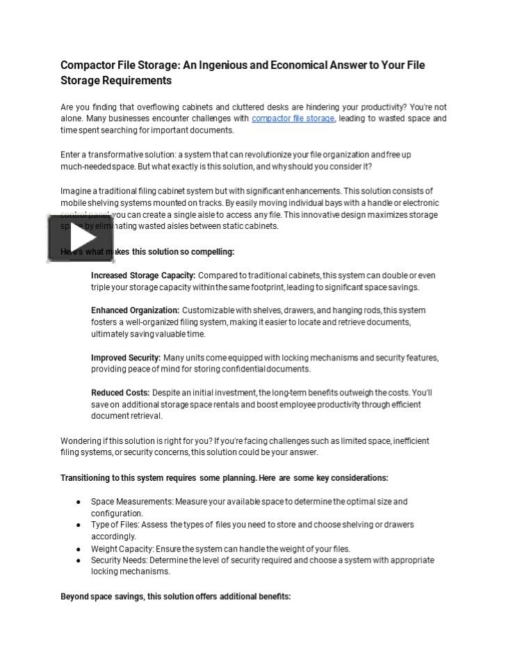 PPT – Compactor File Storage: An Ingenious and Economical Answer to ...