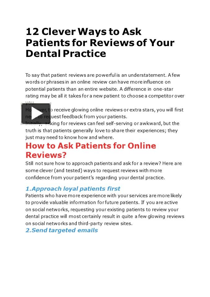12 Clever Ways to Ask Patients for Reviews of Your Dental Practice ...