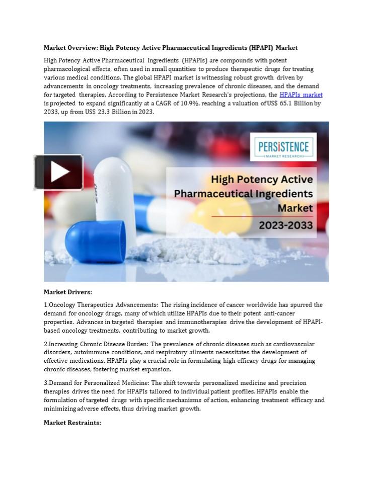 PPT – High Potency Active Pharmaceutical Ingredients Market: Spotlight ...