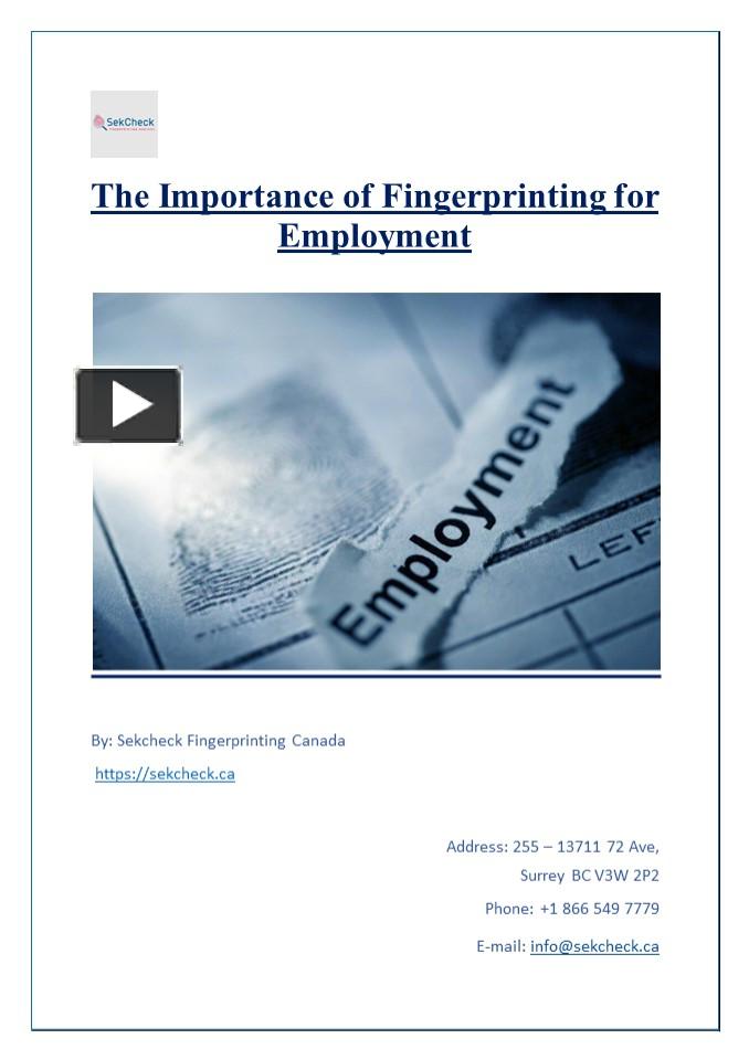 PPT – The Importance of Fingerprinting for Employment PowerPoint ...