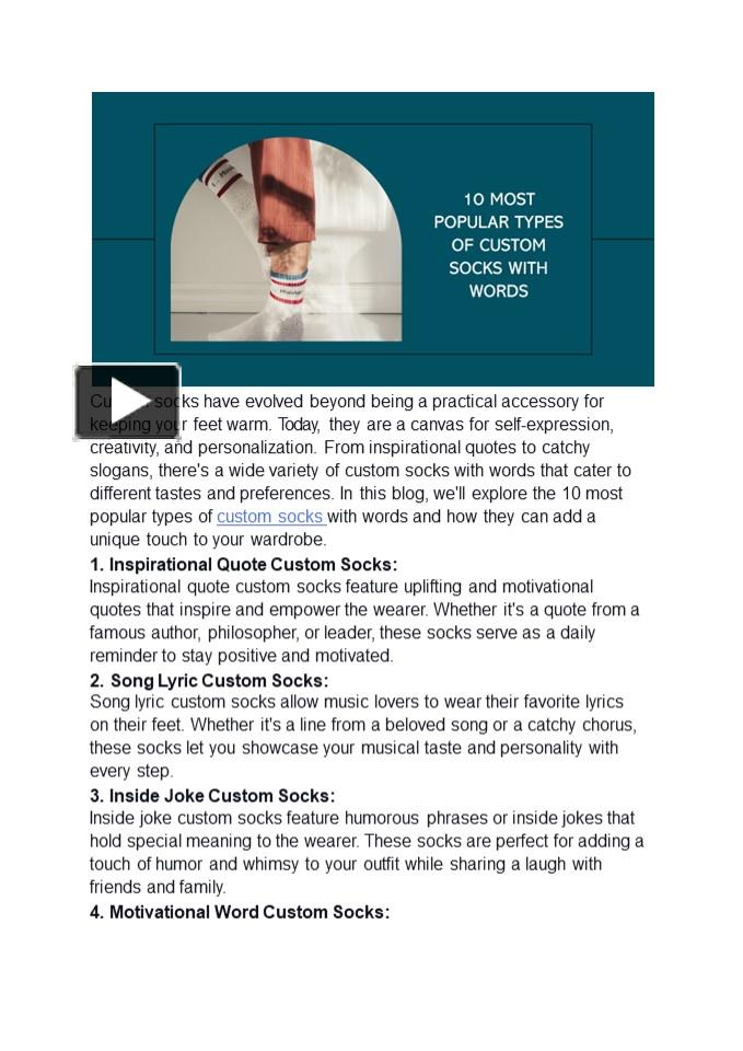 10 Most Popular Types of Custom Socks with Words presentation | free to ...