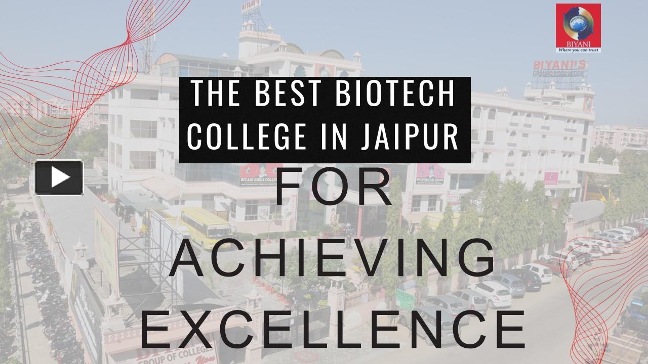 PPT – The Best Biotech College in Jaipur For Achieving Excellence ...