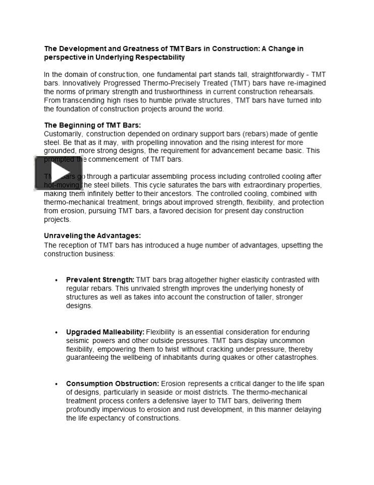 PPT – The Development and Greatness of TMT Bars in Construction ...