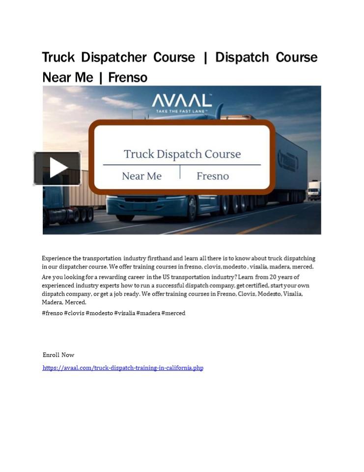 Truck Dispatcher Course | Dispatch Course Near Me | Fresno presentation ...