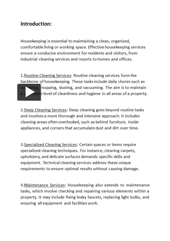 A guide to different types of housekeeping services presentation | free ...