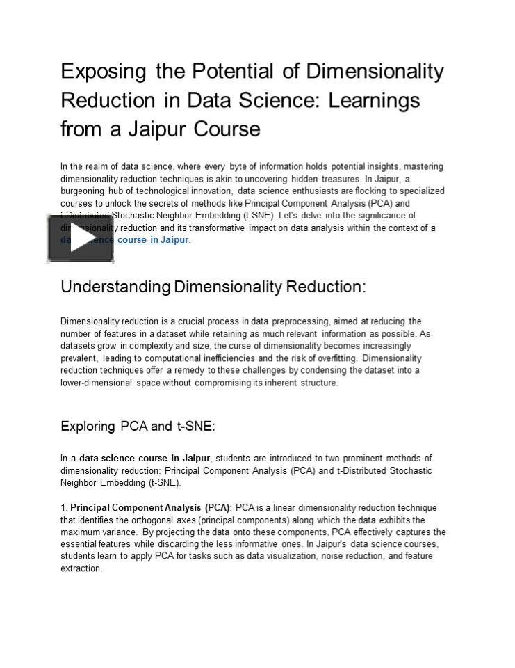 PPT – Exposing the Potential of Dimensionality Reduction in Data ...