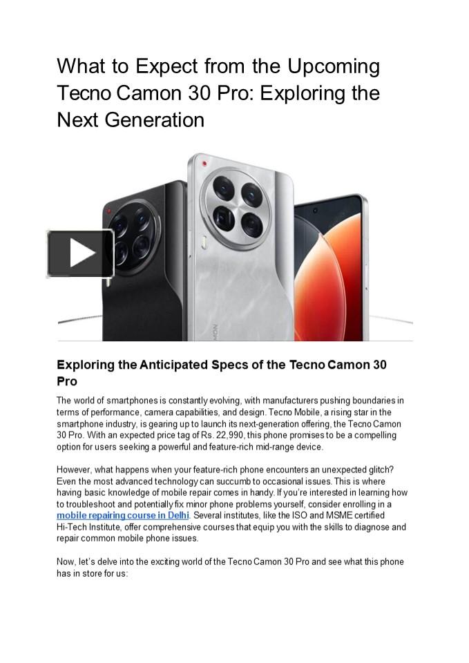 PPT – What to Expect from the Upcoming Tecno Camon 30 Pro: Exploring ...