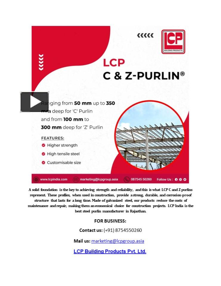 Metal purlin sheet in Rajasthan presentation | free to download