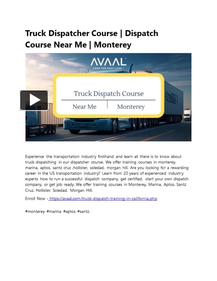 PPT – Truck Dispatcher Course | Dispatch Course Near Me | Monterey ...