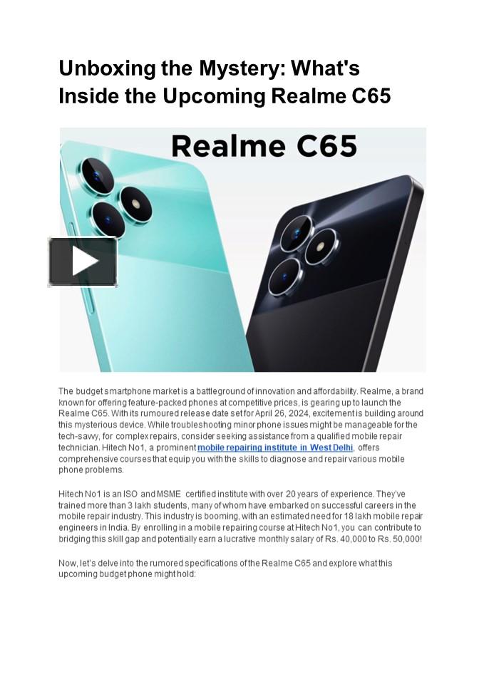 Unboxing the Mystery: What's Inside the Upcoming Realme C70 ...