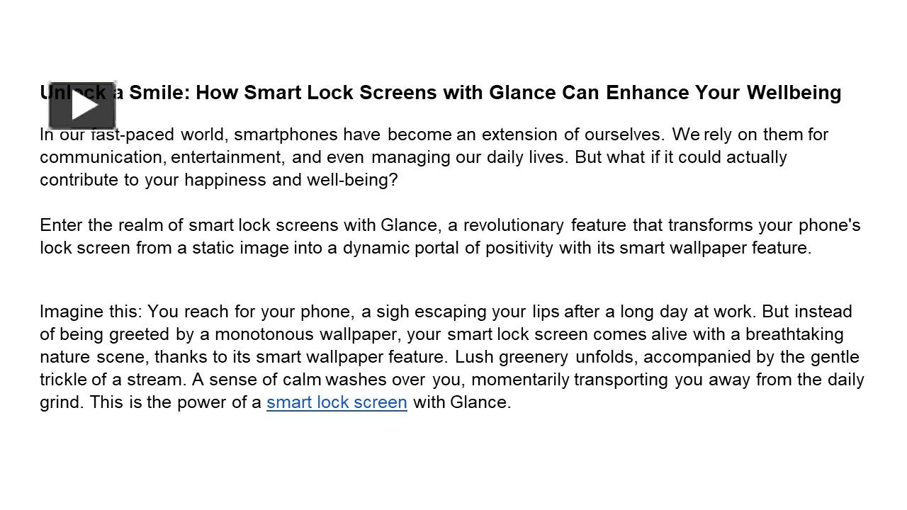 PPT – Unlock a Smile: How Smart Lock Screens with Glance Can Enhance ...