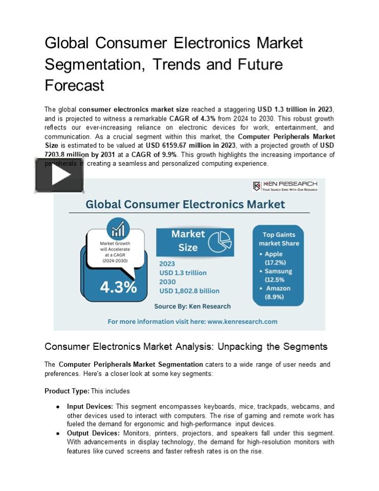 Global Consumer Electronics Market Segmentation, Trends and Future ...