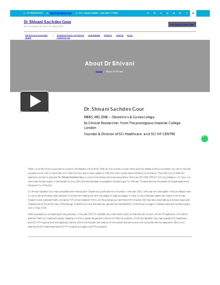 Dr Shivani Sachdev Gour – Best Gynaecologist at SCI IVF Centre ...