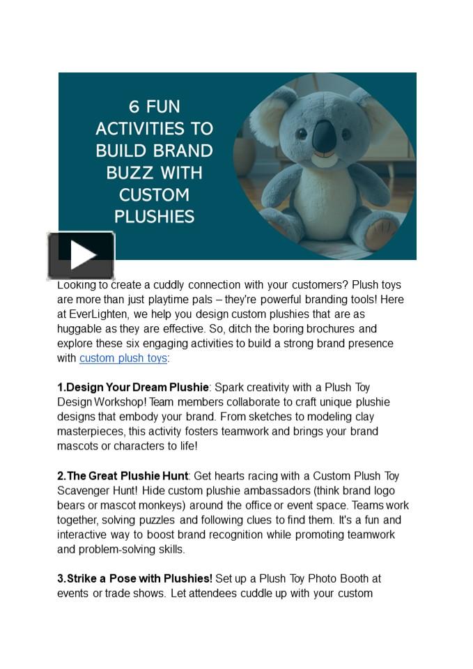 6 Fun Activities to Build Brand Buzz with Custom Plushies presentation ...