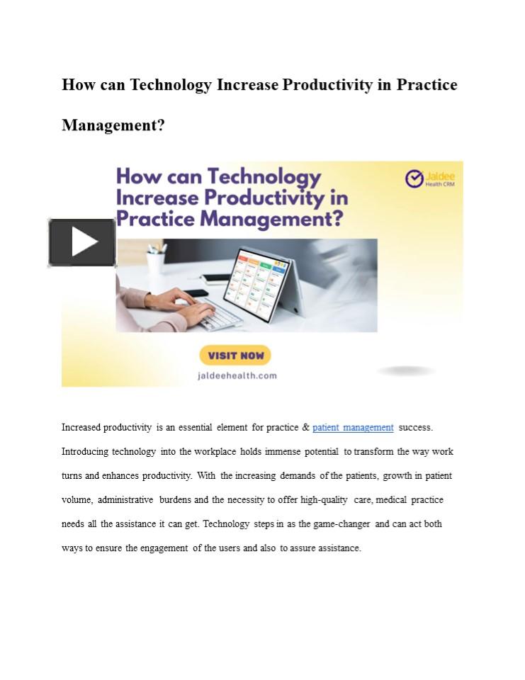 How can Technology Increase Productivity in Practice Management ...