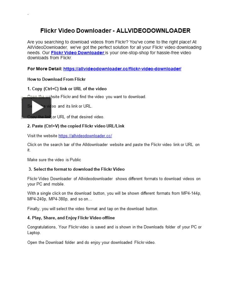Flickr Video Downloader presentation | free to download