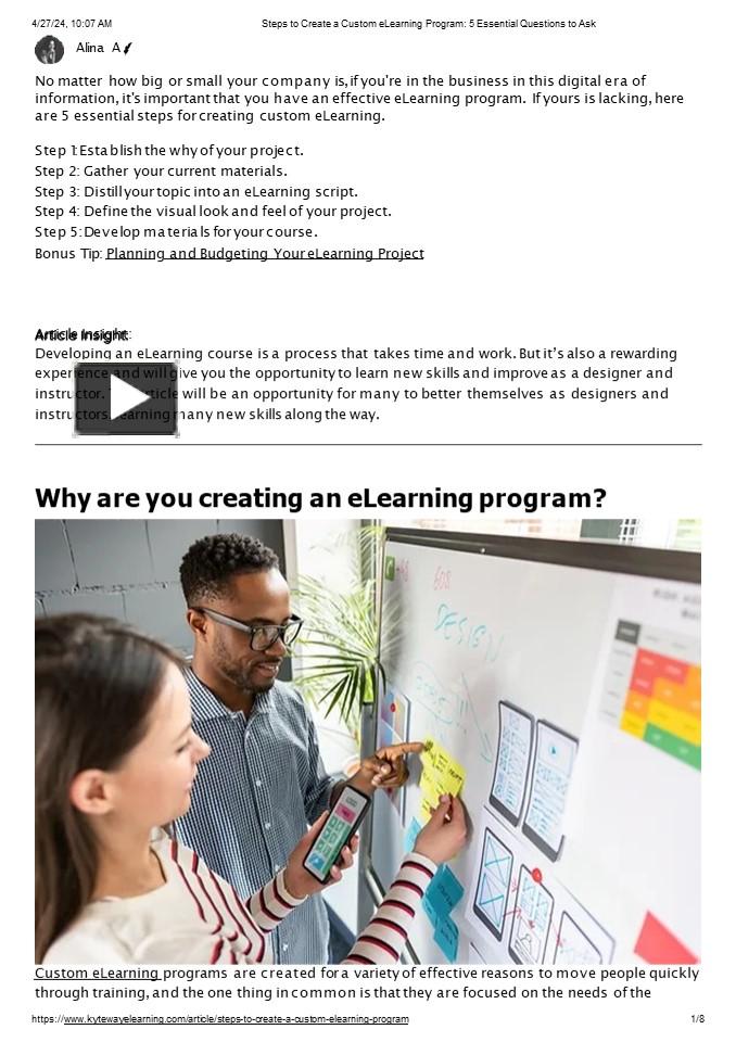 Steps to Create a Custom eLearning Program presentation | free to download