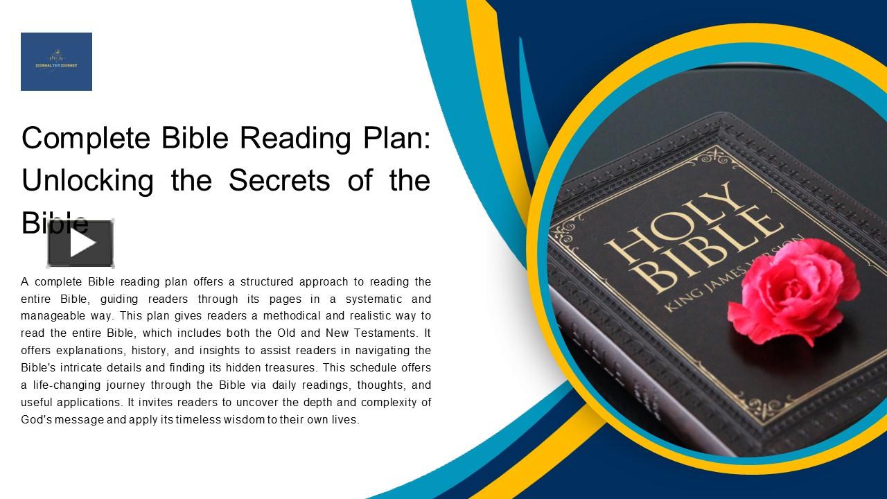 PPT – Complete Bible Reading Plan: Unlocking the Secrets of the Bible ...