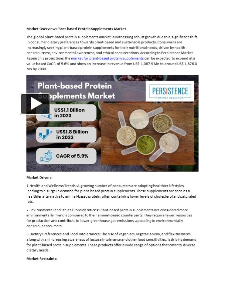 PPT – Plant-based Protein Supplements Market: Innovations Pushing ...