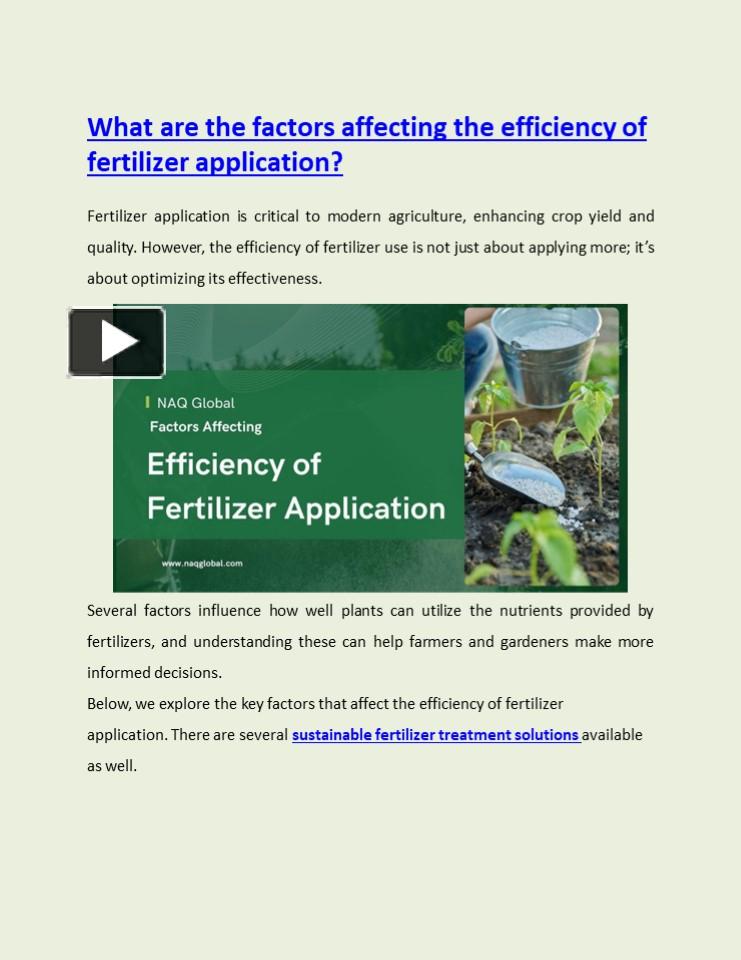 PPT – Some Factors Affecting the Efficiency of Fertilizer Application ...