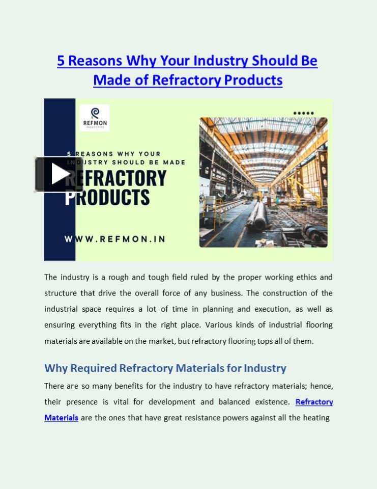 PPT – 5 Reasons Why Your Industry Should Be Made of Refractory Products ...