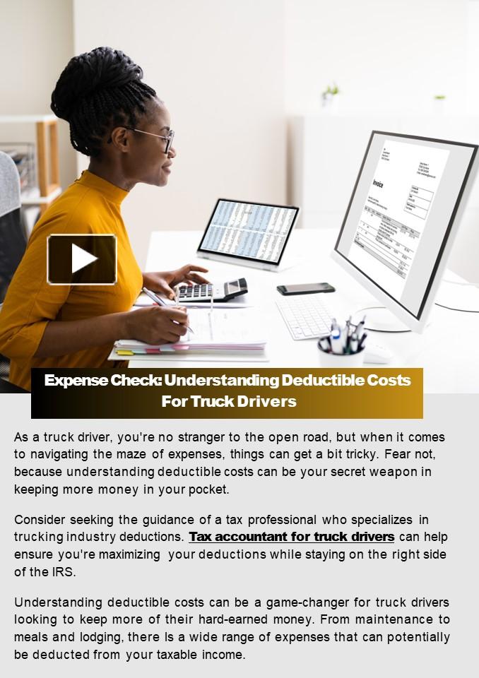 PPT – Expense Check: Understanding Deductible Costs For Truck Drivers ...
