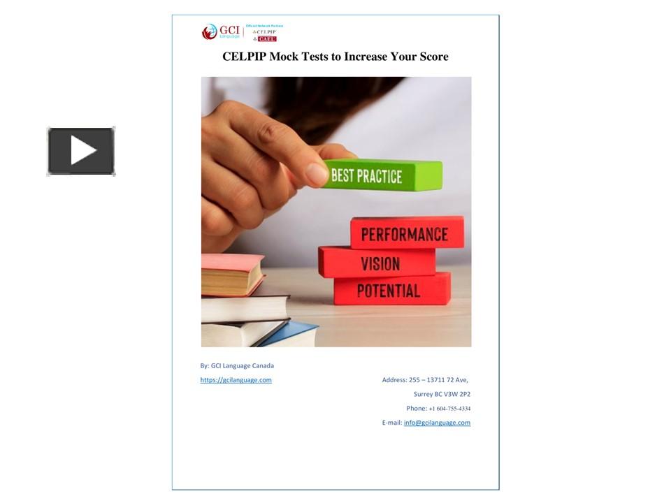 CELPIP Mock Tests to Increase Your Score presentation | free to download