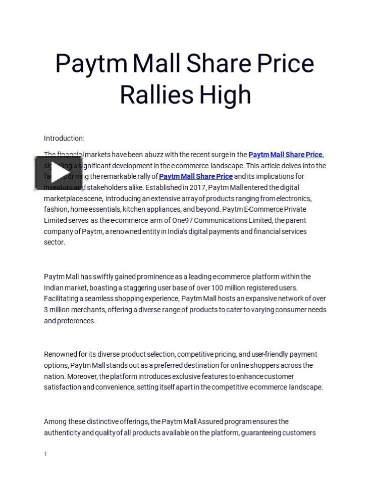 PPT – Get The Best Paytm Mall Share Price Only At Planify PowerPoint ...