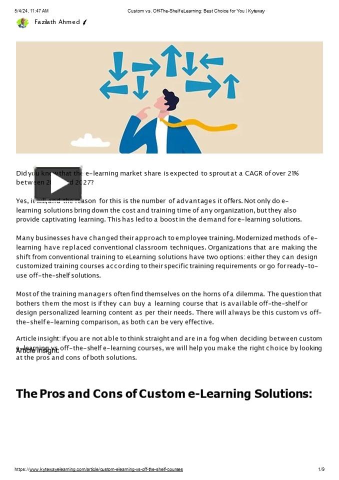 Custom eLearning Vs Off-The-Shelf Courses: Know What’s Right for Your ...