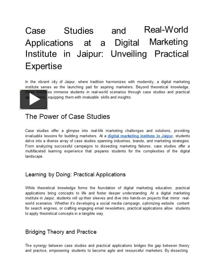 PPT – Case Studies and Real-World Applications at a Digital Marketing ...